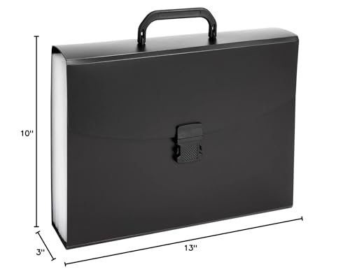 Juvale 25 Pocket Accordion File Organizer with Handle, Alphabetical Tabs, Expandable Portable File Tote for Letter Size Documents, Home, Office (13 x 10 x 3 in), Black