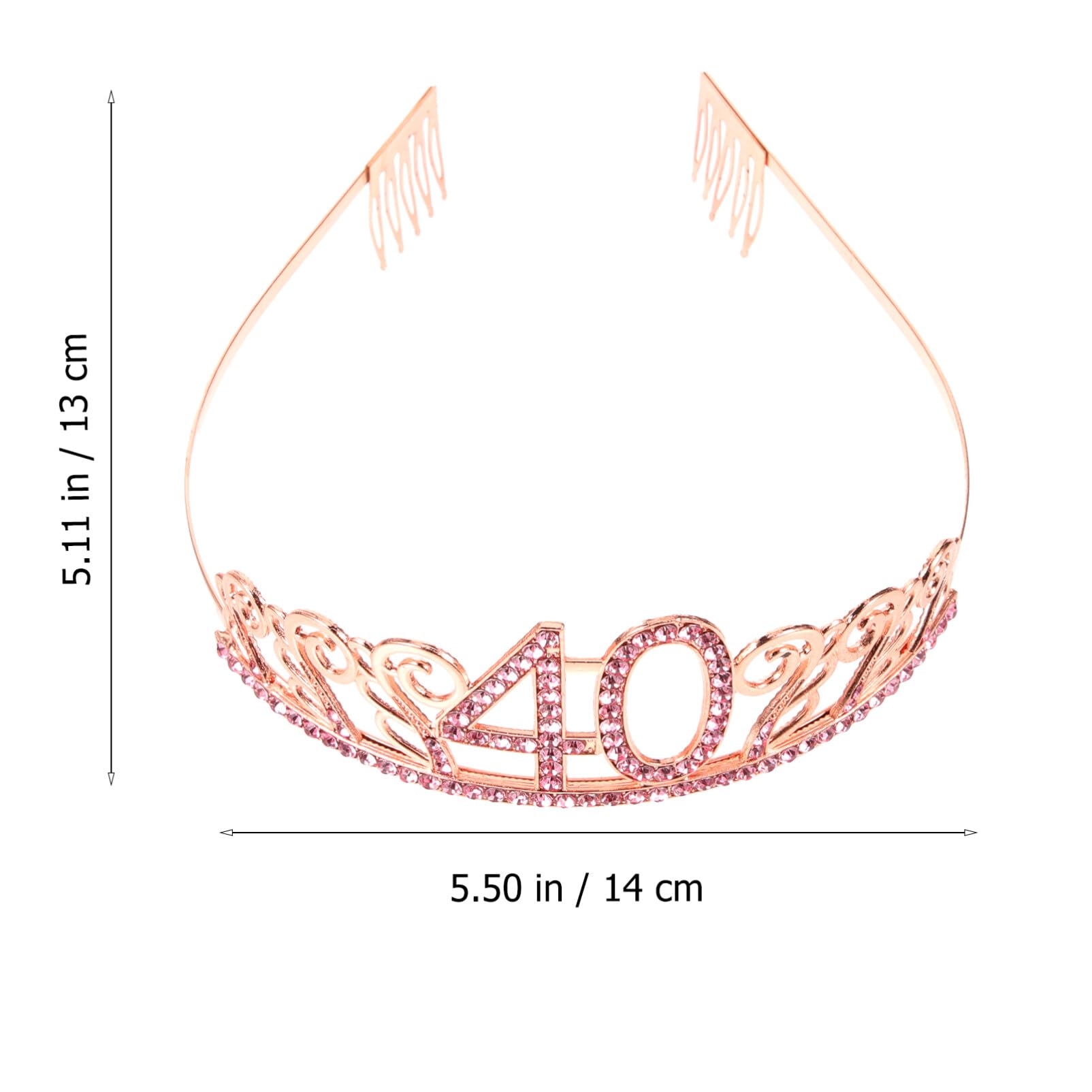 FRCOLOR 40th Birthday Tiara Crystal Rhinestone Crown Princess Crown and Tiaras for Women(Rose Gold)