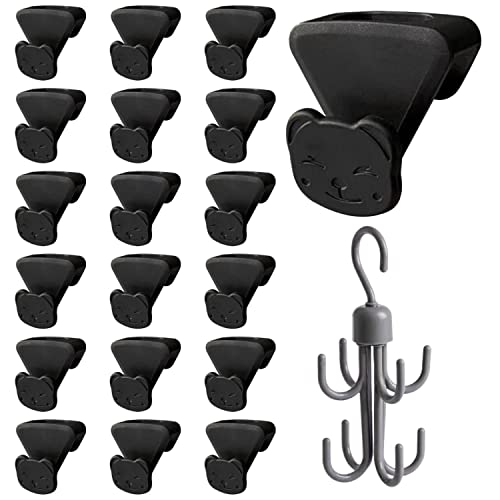 18 Pcs Space Bears for Hangers&360° Rotating Scarf Tie Rack Hooks, Clothes Hanger Connector Hooks, Easy to Use Slip-Over Design, Organize Shirts, Pants, Jackets, Heavy Coats