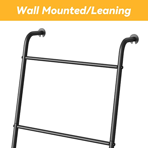 ABQ Blanket Ladder Outdoor Towel Rack for Pool, Decorative Metal Holder for The Living Room Bathroom, Black