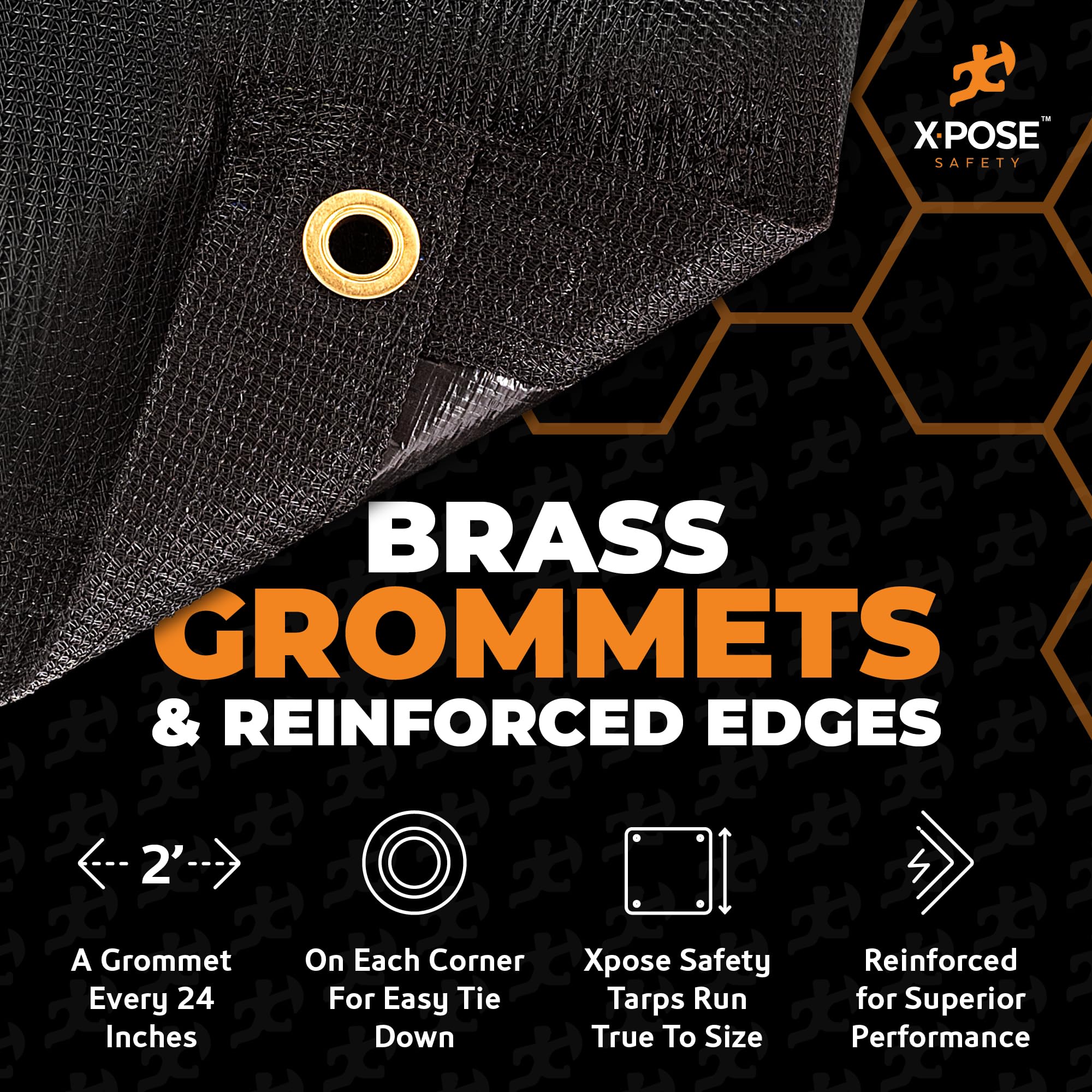 Xpose Safety Heavy Duty Mesh Tarp – 8’ x 10’ Multipurpose Black Protective Cover with Air Flow - Use for Tie Downs, Shade, Fences, Canopies, Dump Trucks – Tear Resistant