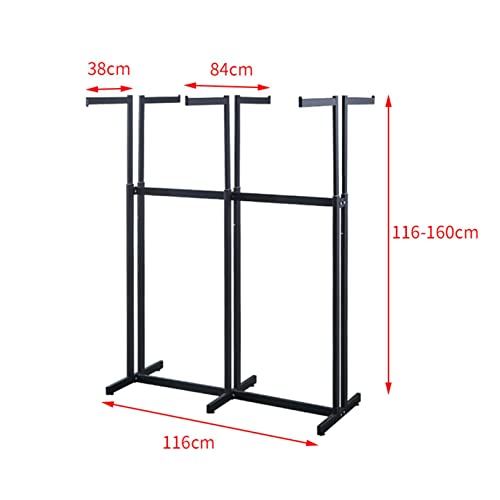 Modern Clothing Store Garment Rack for Boutiques ,Floor-Standing Clothes Shelves Heavy Duty Black 6 Way Rack,Commercial Grade Nakajima Clothes Display Rack,Rack for Hanging Clothes Retail Display