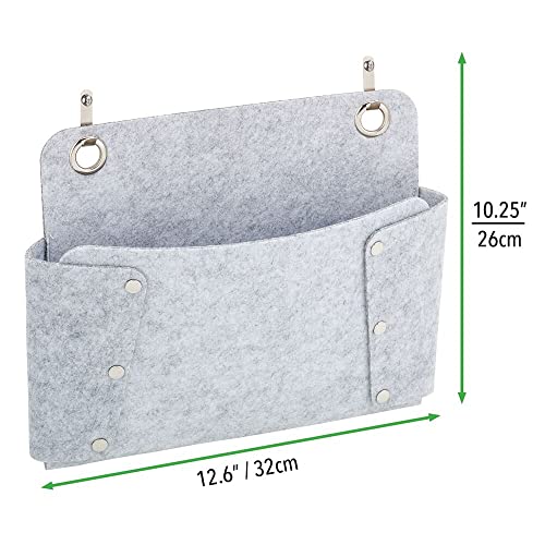 mDesign Soft Felt Over The Door Hanging Storage Organizer for Closets in Bedrooms, Hallway, Entryway, Mudroom - Hooks Included - Textured Print, 2 Pack - Light Gray/Chrome
