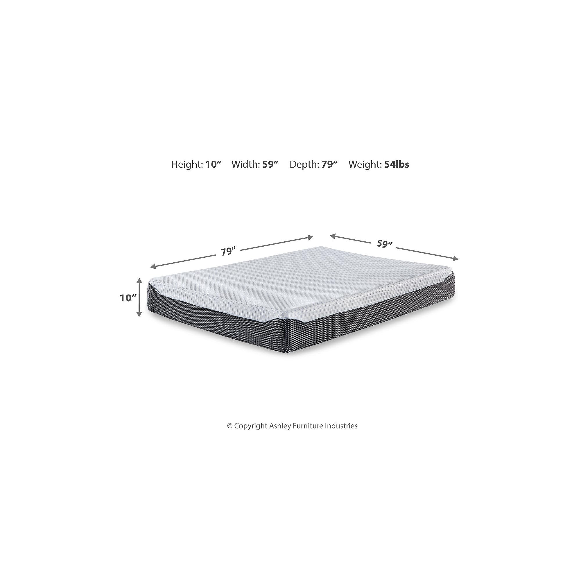 Signature Design by Ashley Queen Size Chime Elite 10 Inch Plush Green Tea & Charcoal Gel Memory Foam Mattress with Micro Cool Cover