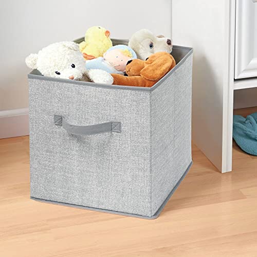 mDesign Soft Fabric Nursery/Playroom Closet Storage Organizer Bin Box with Front Handle for Cube Furniture Shelving Units - Holds Toys, Clothes, Diapers, Bibs - Lido Collection - 4 Pack - Gray