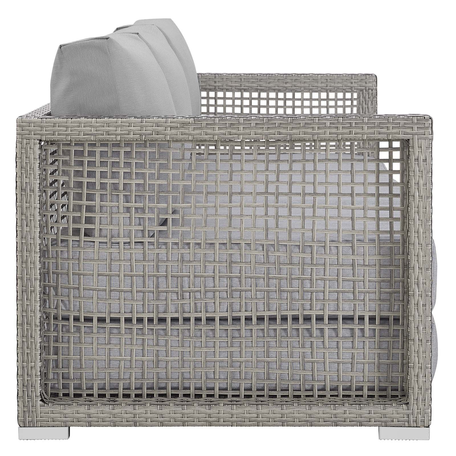 Modway Aura Wicker Rattan Outdoor Patio Sofa Couch in Gray Gray
