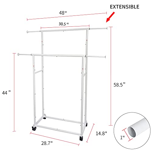 Fishat White Double Rod Garment Rack & Simple Garment Rack