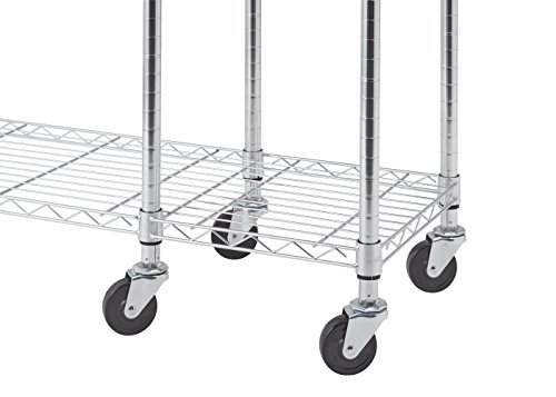 TRINITY EcoStorage Rolling Garment Rack with Shelves Hooks for Clothing Storage for Bedroom, Closet Organization, Entryway, and More, Chrome, 41” W x 14” D x 76” H