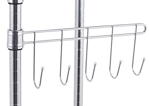 TRINITY EcoStorage Rolling Garment Rack with Shelves Hooks for Clothing Storage for Bedroom, Closet Organization, Entryway, and More, Chrome, 41” W x 14” D x 76” H