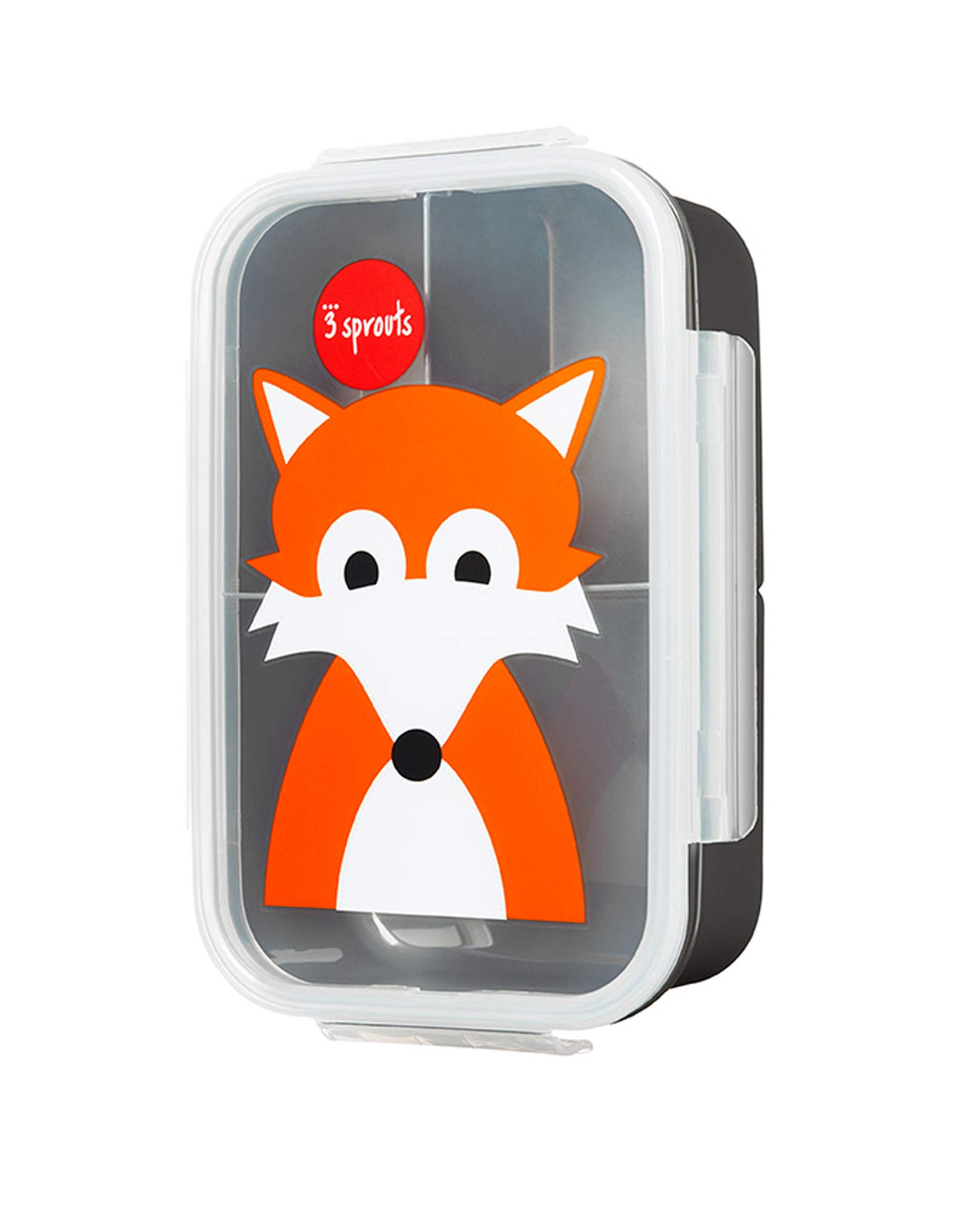 3 Sprouts Bento Box for Kids – Leakproof, BPA-Free Lunch Box with 3 Compartments for Back to School, Reusable On-the-Go Meal and Snack Containers - Fox