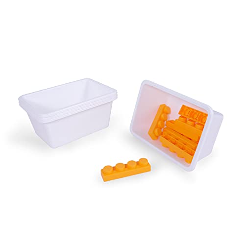 UNiPLAY Small Stackable Storage Bins for Closet Organizers, Food Organizer Bins, Pantry Storage and Toy Storage Organizer, (4-Pack), White