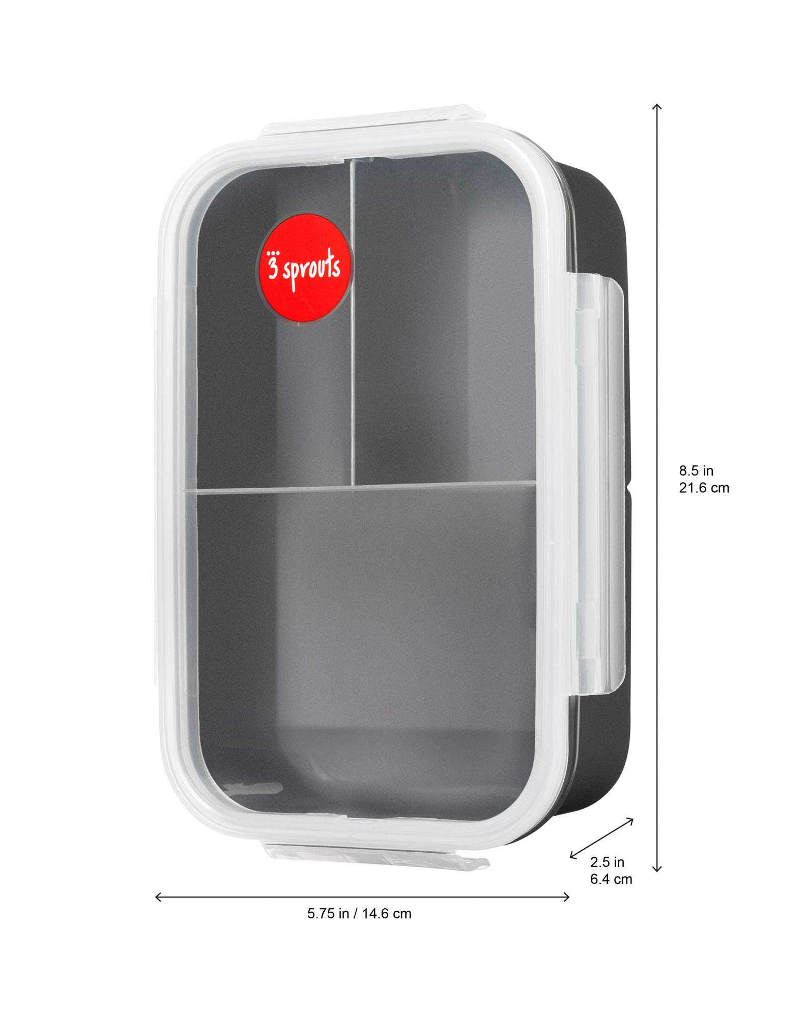 3 Sprouts Bento Box for Kids – Leakproof, BPA-Free Lunch Box with 3 Compartments for Back to School, Reusable On-the-Go Meal and Snack Containers - Fox