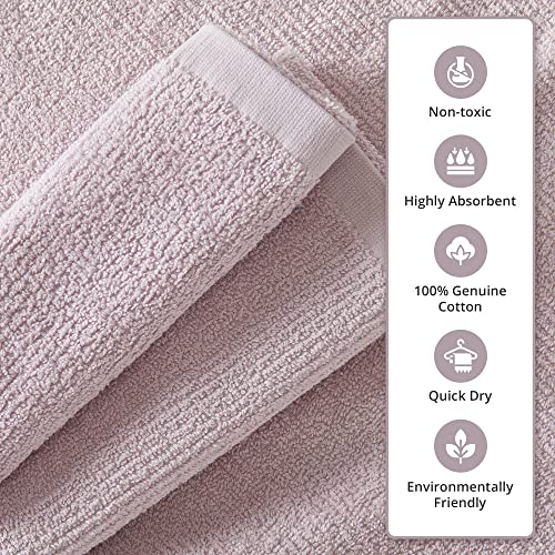NY Loft 100% Cotton Quick Dry Towel Set | Textured Bathroom Towels | Highly Absorbent and Durable Towel Set | Greenwich Collection (6 Piece Towel Set, Lilac Snow)