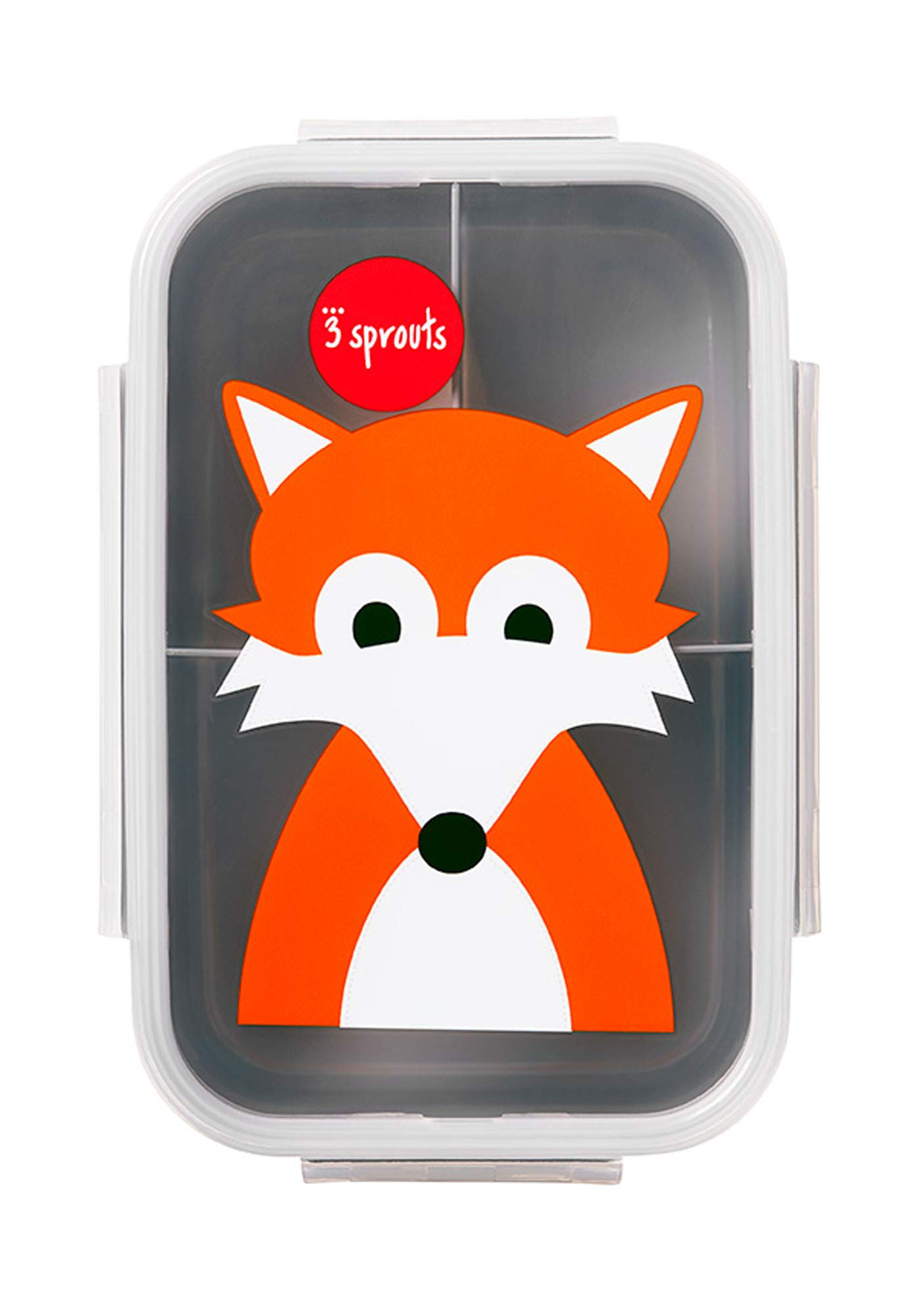 3 Sprouts Bento Box for Kids – Leakproof, BPA-Free Lunch Box with 3 Compartments for Back to School, Reusable On-the-Go Meal and Snack Containers - Fox