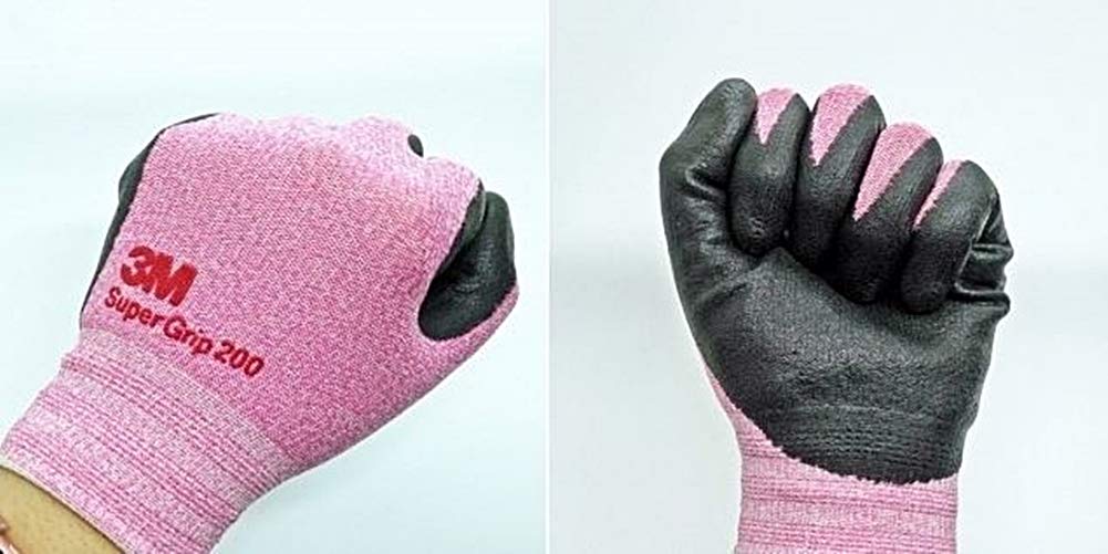 Lightweight Nitrile Work Gloves, 3D Comfort Stretch Fit, Durable Power Grip Foam Coated, Smart Touch, Thin Machine Washable, 5 Pairs Pack (Large, Pink)