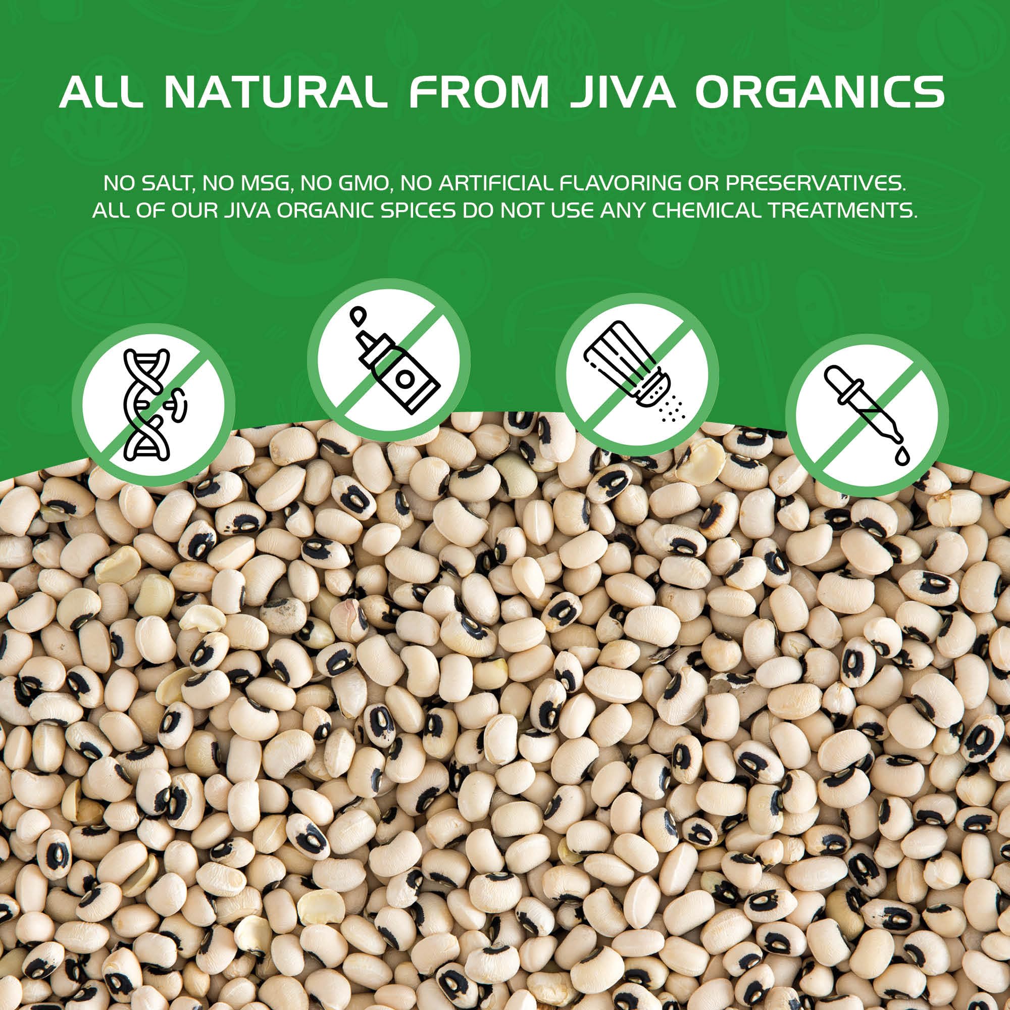 Jiva Organics Organic Black Eye Peas 2 Pound Bag - Cowpeas, Non-GMO, Natural