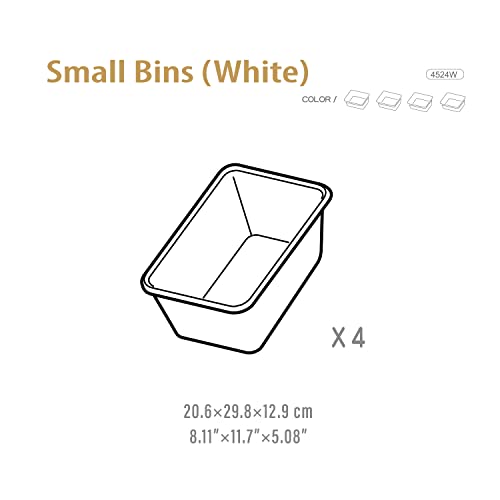 UNiPLAY Small Stackable Storage Bins for Closet Organizers, Food Organizer Bins, Pantry Storage and Toy Storage Organizer, (4-Pack), White