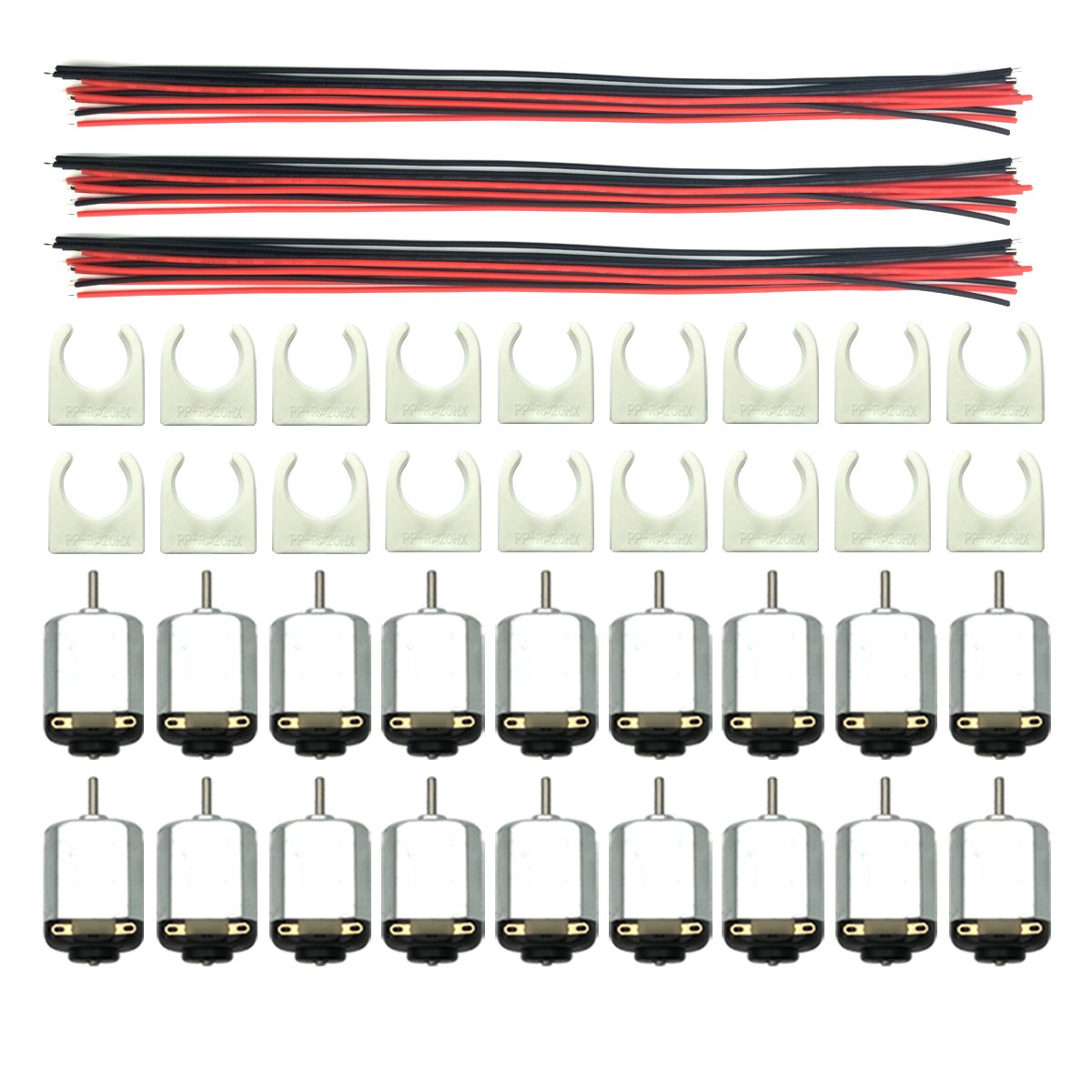 EUDAX 18 Set DC Motors Kit,Mini Electric 1.5-3V 24000RPM Hobby Motor with 252Pcs Plastic Gears,2 x AA Battery Holder ,Wires for STEM DIY Toy