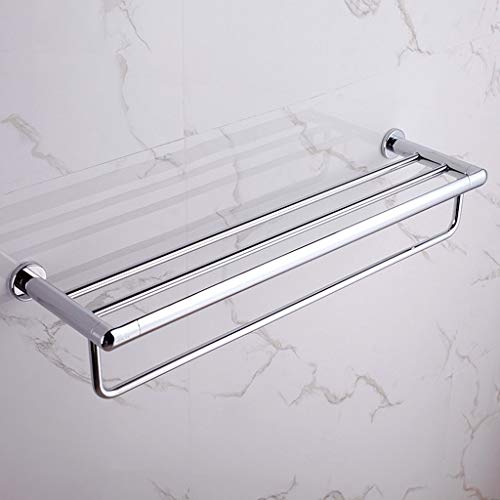 OMOONS Stainless Steel Wall Mounted Bathroom Double Towel Holder Shelf Storage Rail Rack