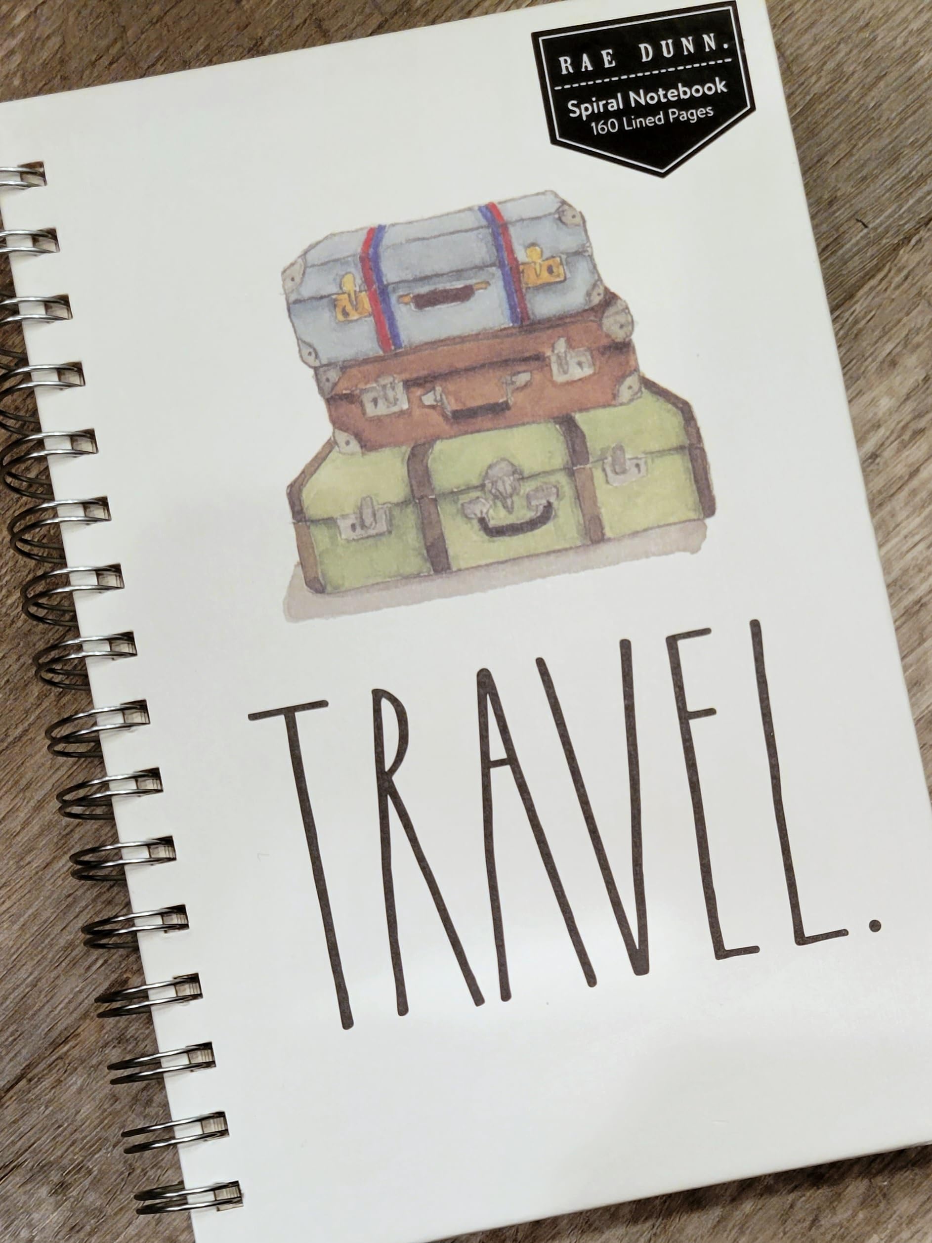 Rae Dunn Large Letter Travel. Spiral Notebook (160 lined pages)