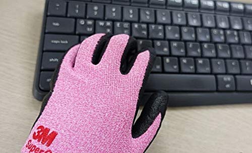 Lightweight Nitrile Work Gloves, 3D Comfort Stretch Fit, Durable Power Grip Foam Coated, Smart Touch, Thin Machine Washable, 5 Pairs Pack (Large, Pink)