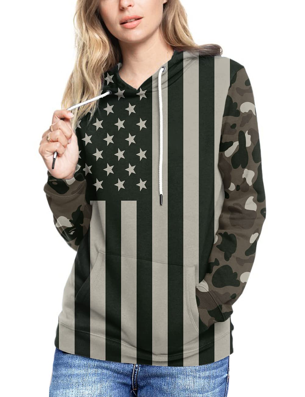 SYAIMN Unisex 3D Pullover Hoodies for Men Women Black Strip Graphic Hooded Hoodie with Pocket Medium