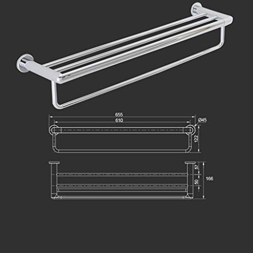 OMOONS Stainless Steel Wall Mounted Bathroom Double Towel Holder Shelf Storage Rail Rack