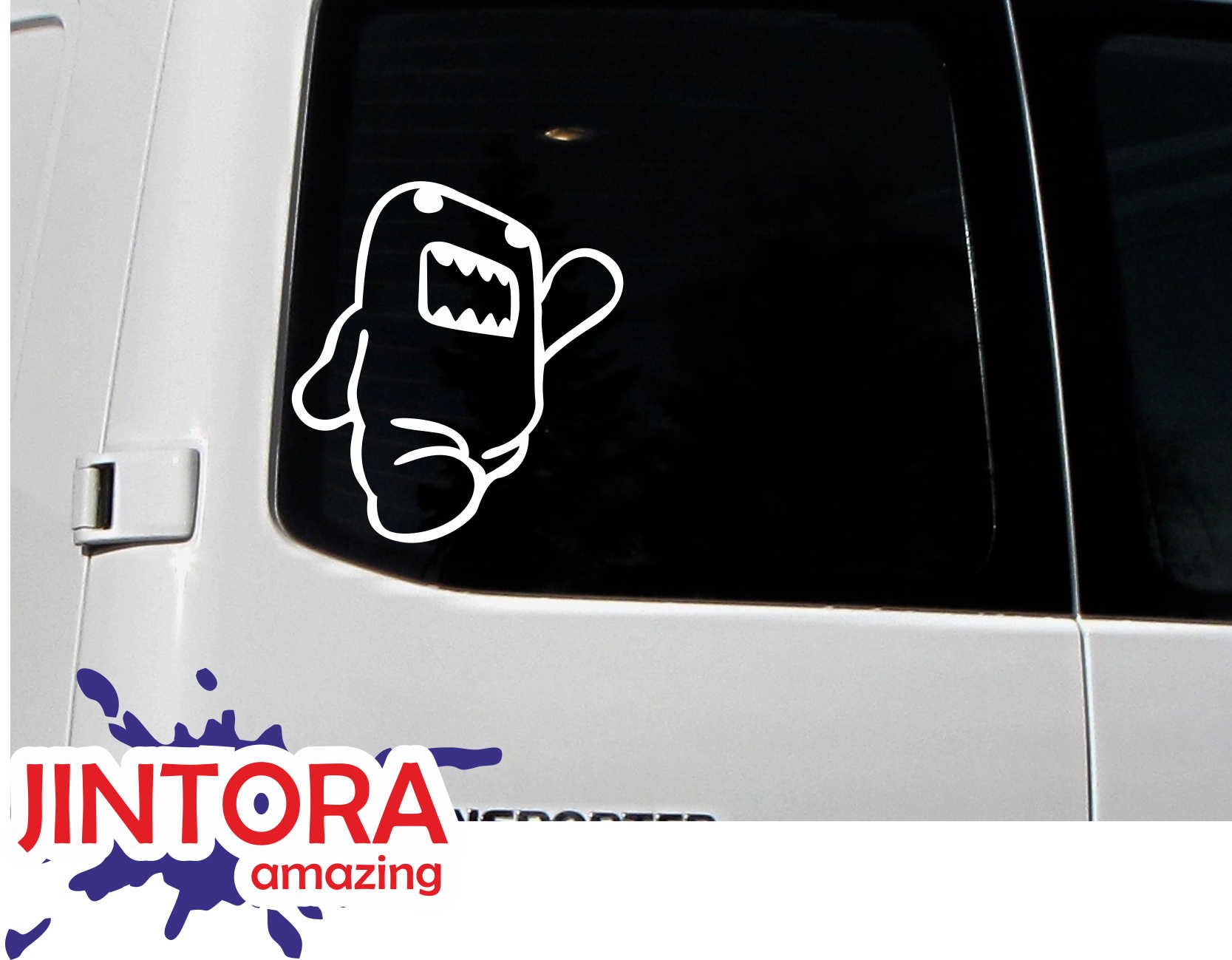 JINTORA Sticker - Decal - JDM - Die Cut - Domo Kun in Progress - Fish - 107x99 mm - JDM - Die Cut - Car - Truck - Bus - Window - Laptop - Coach - Rear Window - White