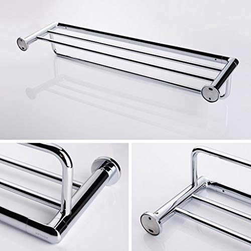 OMOONS Stainless Steel Wall Mounted Bathroom Double Towel Holder Shelf Storage Rail Rack