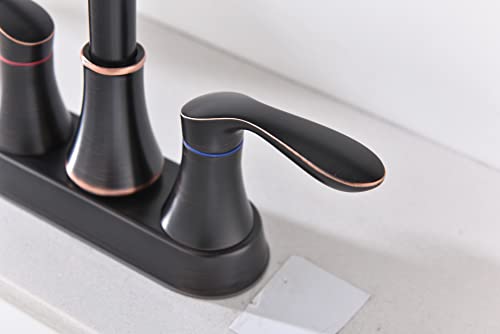 Comllen Oil Rubbed Bronze Bathroom Faucet Centerset 4 Inch Two Handle Bathroom Sink Faucet with Swivel Spout Bronze Faucet for Bathroom Sink Without Pop up Drain Water Supply Lines