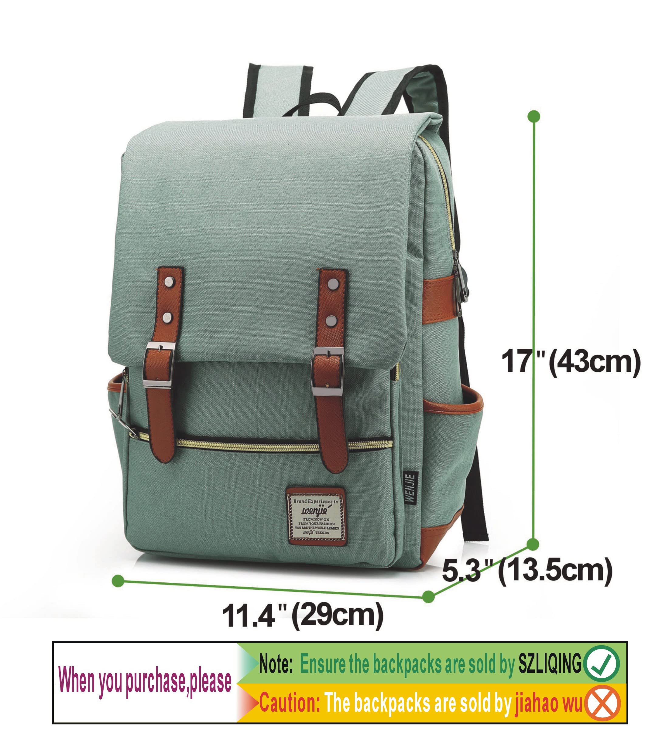 LIZAIDA MENENDEZ Vintage Laptop Backpack for Women Men,Travelling Backpack Casual Daypacks,15.6 Inch College Backpack With USB Charging Port (2-(Light green))