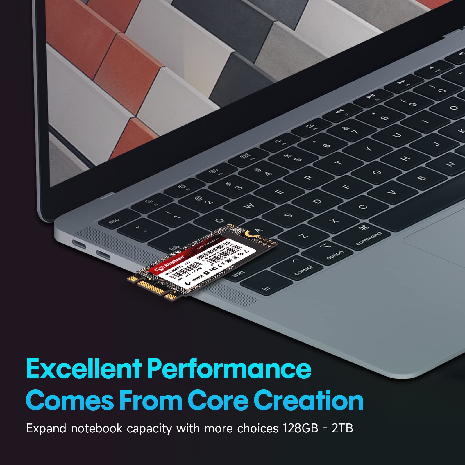 KingSpec M.2 SATA SSD, 128GB 2242 SATA III 6Gbps Internal M.2 SSD, Ultra-Slim NGFF State Drive for Desktop/Laptop/Notebook (2242, 128GB)