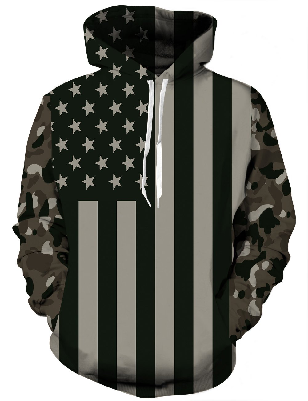SYAIMN Unisex 3D Pullover Hoodies for Men Women Black Strip Graphic Hooded Hoodie with Pocket Medium
