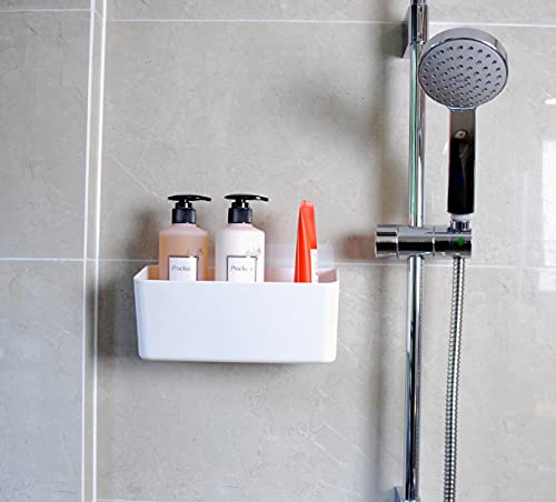 LADYBEE7LES Bath Shelve, Adhesive Shelf Shower Caddy Bathroom Organizer, No Drill Wall Mounted Shower Caddy Basket plastic,White Storage Rack for Bathroom/Kitchen