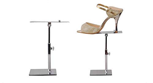Greneric 2 Pack Stainless Steel Shoe Rack Sandals Display Stand High Heel Shoe Riser Men Leather Shoe Shelf Adjustable Height Pallet Stand Shoe Display Prop Rack for Shop,Clothing Store (Mirror)