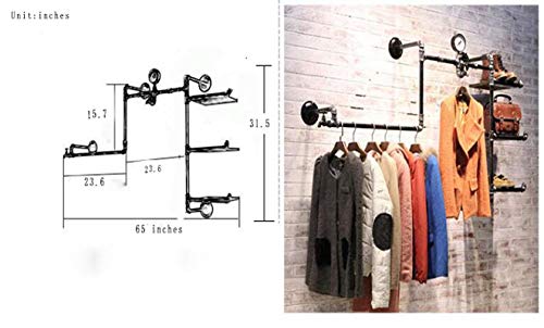 Industrial Vintage Pipe Wall Mounted Clothing Rack Multi-function Garment Store Display Rack Shoes Bag Store Shelves Clothes Hanger