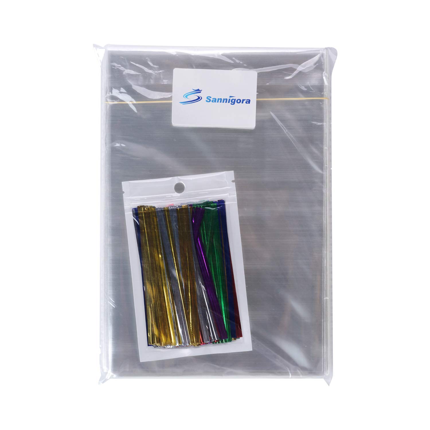 300 Pack Cello Treat Bags with 6 Mix Colors Twist Ties Perfect forLollipop Candy Cake Pop Chocolate Cookie Wrapping Buffet