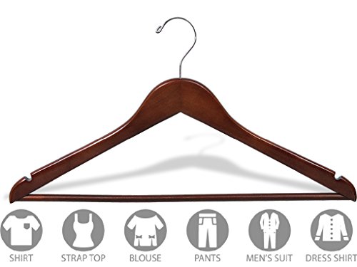 The Great American Hanger Company Wooden Suit Clothing Hangers, Walnut