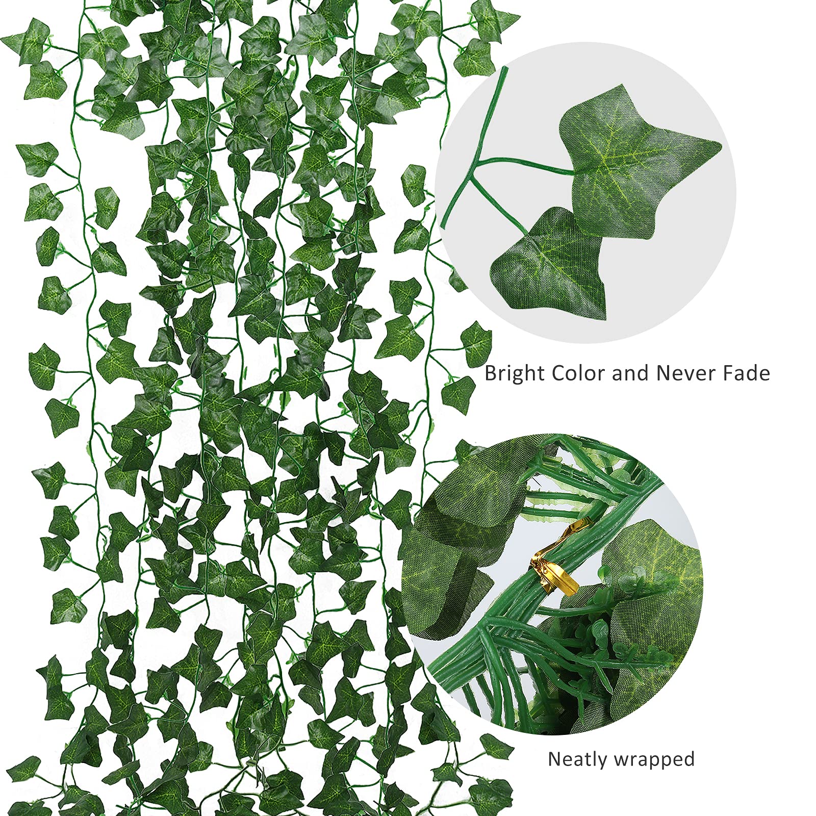 RECUTMS Fake Vines for Room Decor 86 FT Artificial Ivy Garland Hanging Plants Faux Greenery Leaves Bedroom Decor Aesthetic for Wall Wedding Party Home Garden Office Patio Outdoor Decoration(12 Pack)