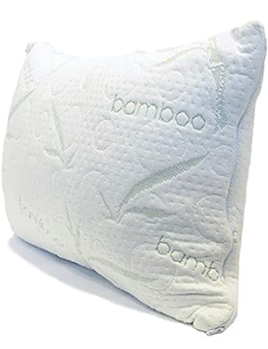 Memory Foam Travel Pillow - Camping Pillow - Cooling Rayon Made from Bamboo and Polyester Cover - Machine Washable - Great for Airplanes and Cars