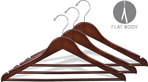 The Great American Hanger Company Wooden Suit Clothing Hangers, Walnut