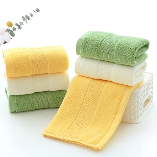 Pidada Hand Towels Set of 2 100% Cotton Absorbent Soft Towel for Bathroom 13.8 x 29.5 Inch (Yellow)