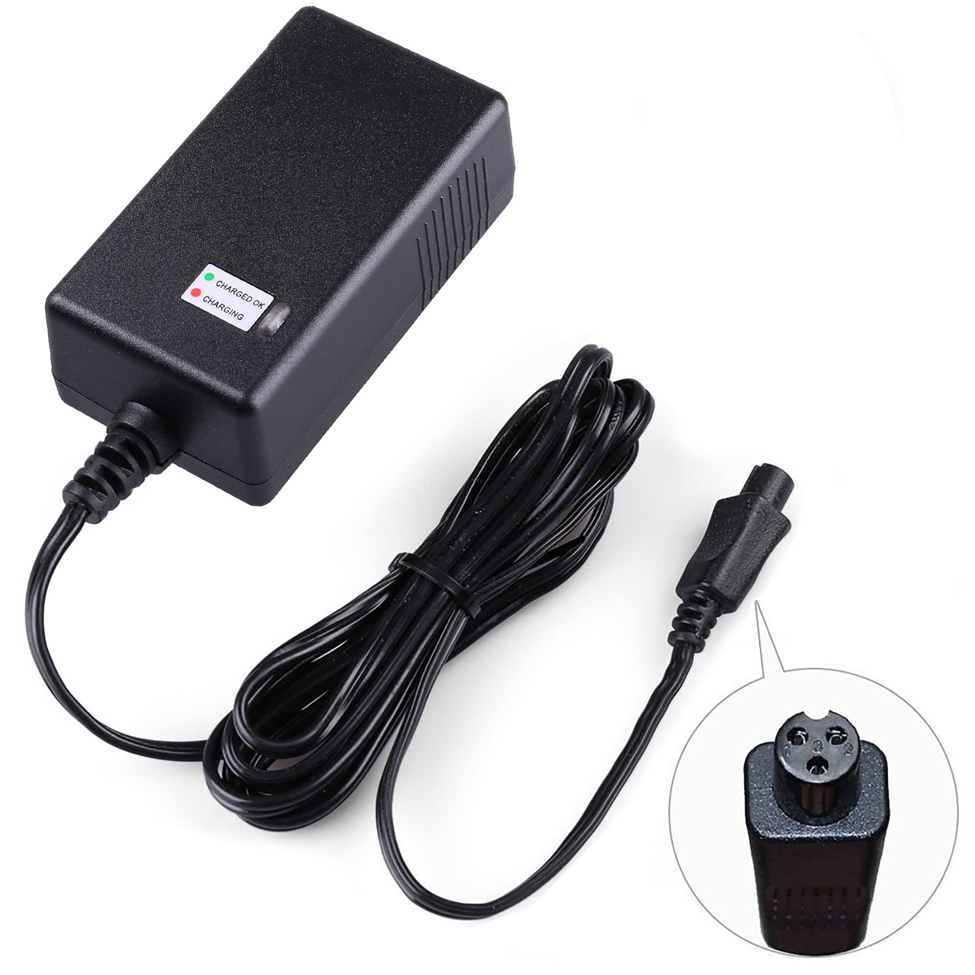 LotFancy Battery Charger, Compatible with Razor Hovertrax 2.0 Electric Scooters, Swagtron T1, T3, T6, Power Supply Adapter for 36V 42V Lithium Battery, UL Listed, Mini 3-Prong Connector