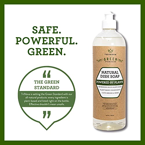 TriNova Natural Dish Soap Organic Formula - for Cleaning Dishes & Washing All Kitchen Items. Powerful & Eco Friendly Cleaner (2 Pack of 24 oz Bottles)