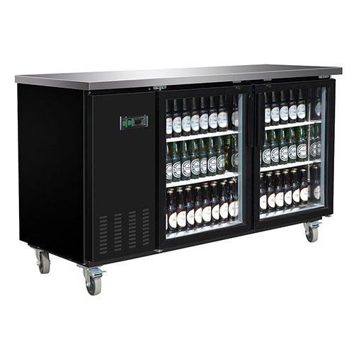Kratos Refrigeration 69K-725 Commercial Glass Door Back Bar Cooler, 2 Doors, 69" Wide, Black