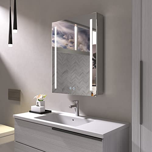 Seenvlog Bathroom Medicine Cabinet with Lights, LED Mirror Medicine Cabinet, Defogger, Dimmer, Memory Function, 20" x 28" Lighted Medicine Cabinet, Surface Mount
