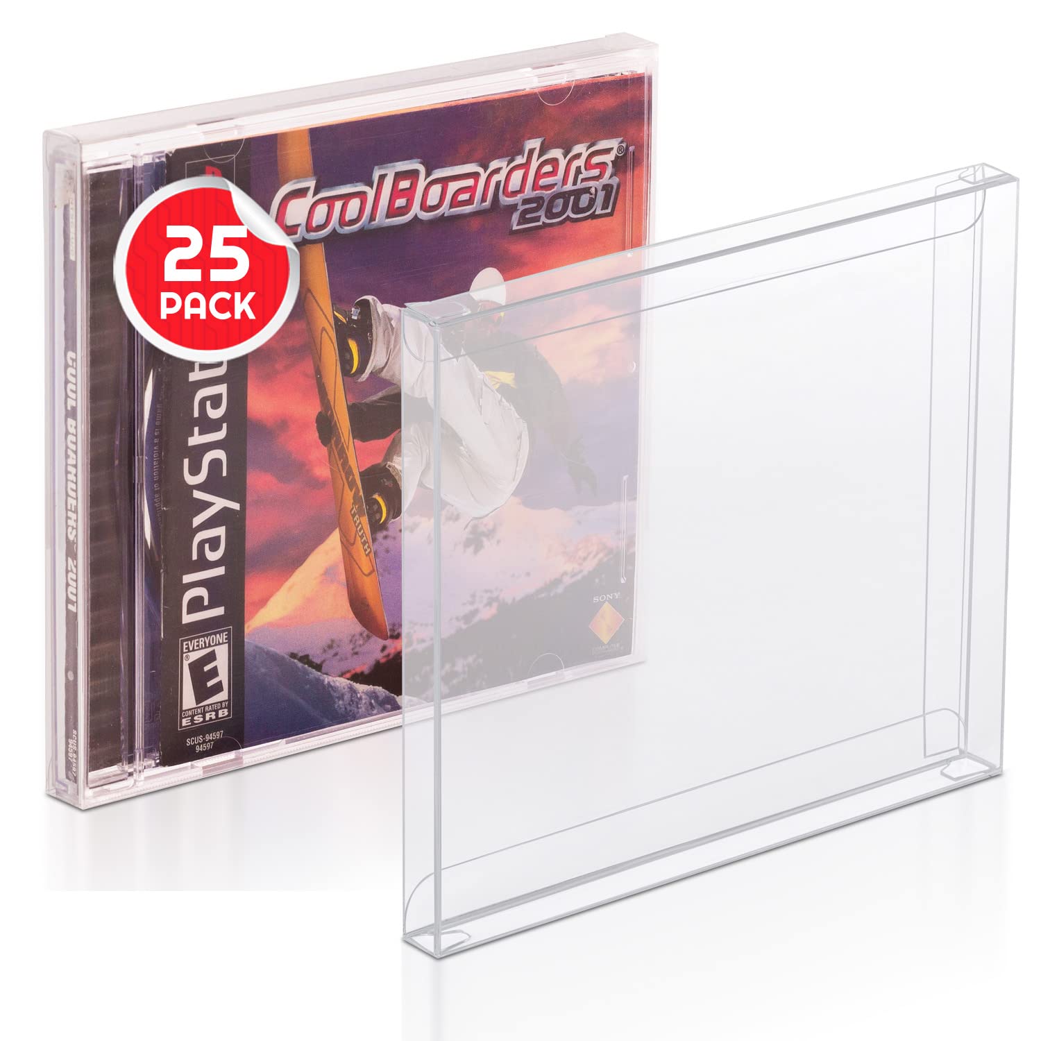 Game Box Protector Compatible with CD Jewel Games, PS1 Games Clear Case - 0.35MM Bulk retail bags Game Storage Case - Retro gaming console partner for retro game system collection (pack of 25)