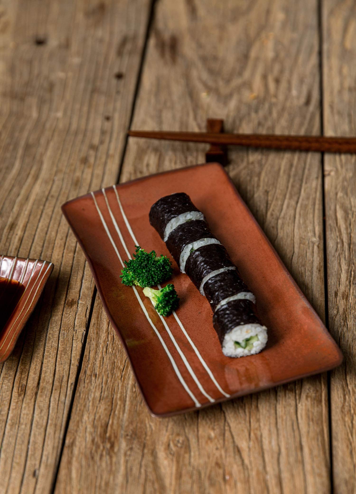 Pangu 12-Piece Japanese Style Sushi Plate Set, Dinnerware Set, Kage(Shadow), Brown, Service for 4