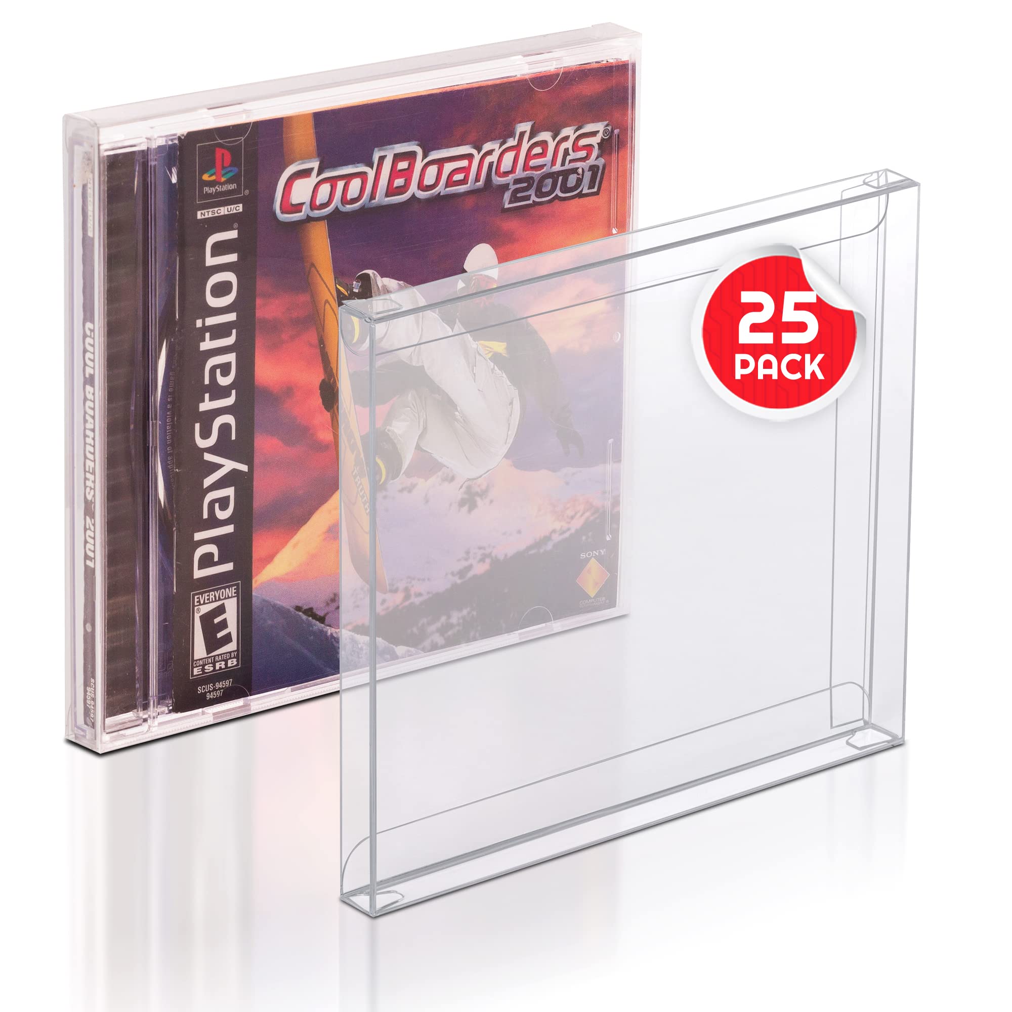 Game Box Protector Compatible with CD Jewel Games, PS1 Games Clear Case - 0.35MM Bulk retail bags Game Storage Case - Retro gaming console partner for retro game system collection (pack of 25)
