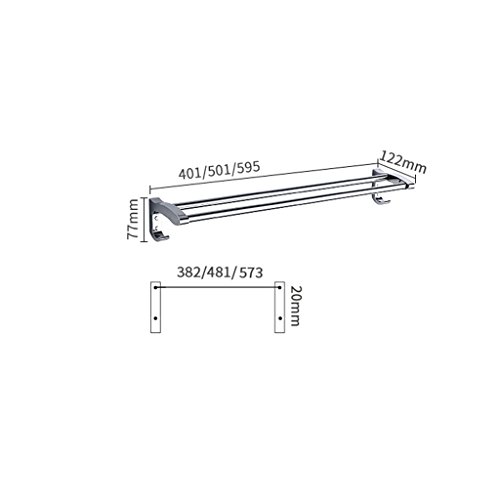 OMOONS Wall Mounted Bathroom Fittings Double Thicken Towel Shelf,Stainless Steel Towel Bar/50Cm